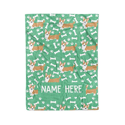 Personalized Custom Corgi Fleece and Sherpa Throw Blanket for Men Women Kids Babies - Blankets Perfect for Bedtime Bedding or as Gift Dog Dog Mom Dad