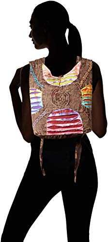 Handbag AND Backpack Bohemian Embroidered Ripped Razor Cut Sling Crossbody Purse in Brown Large