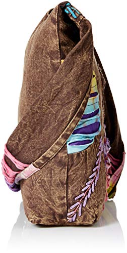 Handbag AND Backpack Bohemian Embroidered Ripped Razor Cut Sling Crossbody Purse in Brown Large