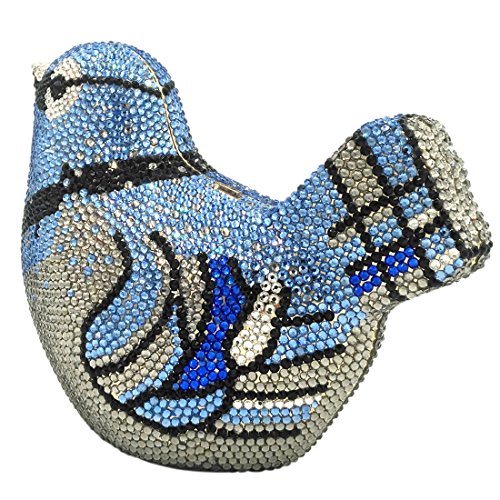 Elegant Evening Bags For Womens Clutches Purse Chain Wallet Handbags Crystal Party Bird Blue