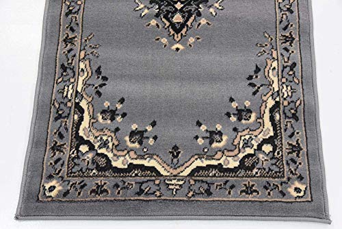 Unique Loom Reza Collection Traditional Persian Style Area Rug, 2 ft 2 in x 8 ft 2 in, Gray/Ivory