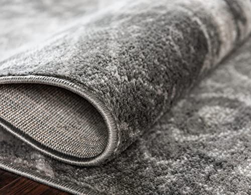 Unique Loom Sofia Collection Area Rug - Rainier (9' x 12' 2", Dark Gray/ Gray)
