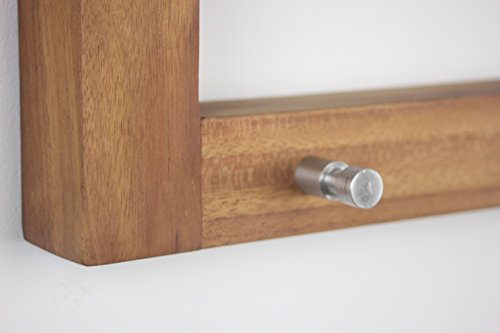 AquaTeak The Original 24" Moa Teak Wall Shelf with Hooks