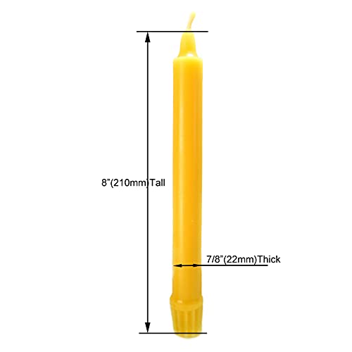 BCandle 100% Beeswax Colonial Taper Candles Organic Hand Made - 8 Inch Tall, 7/8 Inch Diameter; (6)