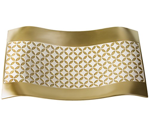 Creative Scents Schonwerk Diamond Lattice Decorative Table Decorations, Centerpieces for Dining/Living Room Table Decor Dish - Best Wedding/Birthday Gift (Gold & White)