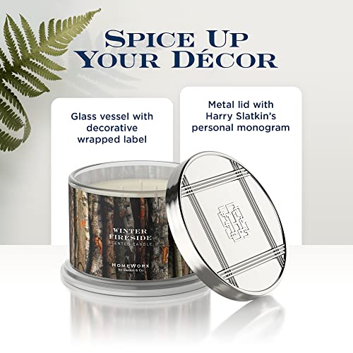 Premium Scented 4-Wick Candle, Winter Fireside, HomeWorx by Slatkin & Co - 18 oz - Long-Lasting Jar Candle, 30-55 Hours Burn Time - Sultry Incense, Smoked Firewood, Clove Buds & Mulled Spices