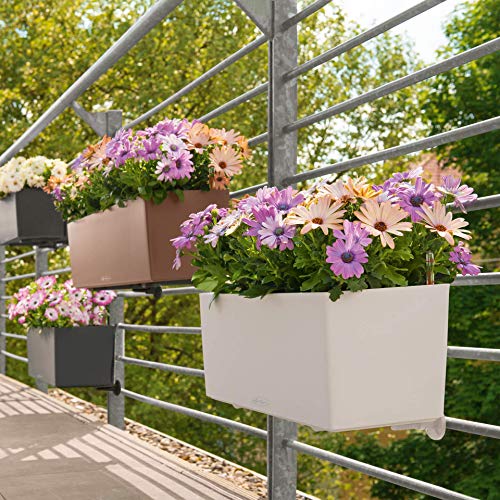 Lechuza 15680 Balconera Color 80 Garden Indoor and Outdoor Use, White Matte Self Watering Planter