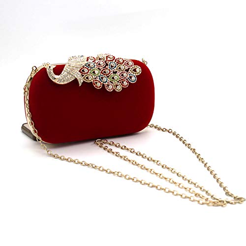 Kingluck Womens Evening Clutch Cocktail Wedding Party Handbag Clutch Purse Decorative Drill, Red, L16*w10*6cm