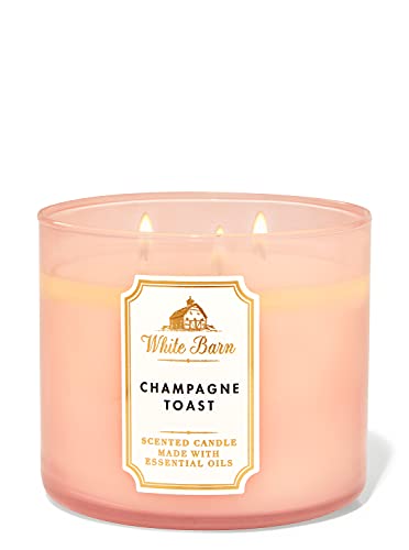 Bath and Body Works White Barn Champagne Toast 3 Wick Candle 14.5 Ounce Basic White Barn Label