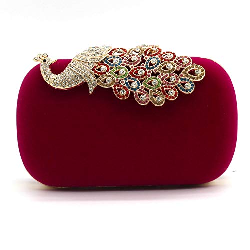 Kingluck Womens Evening Clutch Cocktail Wedding Party Handbag Clutch Purse Decorative Drill, Red, L16*w10*6cm