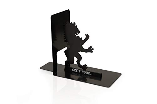 Harry Potter Metal Bookends - Black Hogwarts House Gryffindor Diecast Design - Decorative Book Holder - Home, Office, Kitchen, Room Decor - Books Collection Display for Shelves - Desk Accessories Set