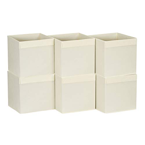 Hosuehold Essentials Household Essentials 88-1 Foldable Fabric Storage Bins | Set of 6 Cubby Cubes with Flap Handle, Beige