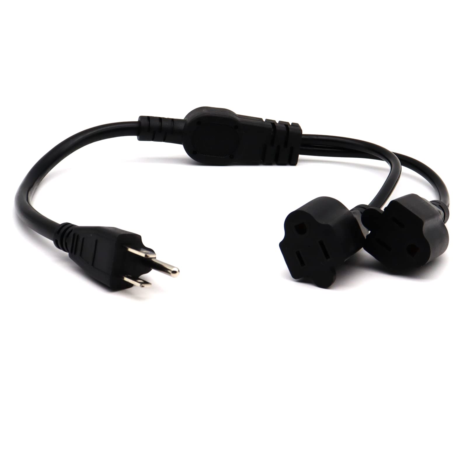 LOKEKE Replacement AC Y Splitter Extension Cable, 3 Prong 1 to 2 Outlet TV Power Cord Cable for Computers Moniters Laptops Printers, 10A 250V Universal Extension Cable