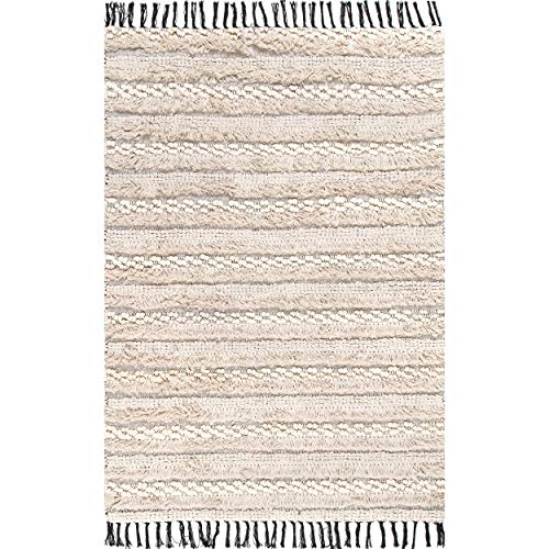 nuLOOM Emerita Tassel Shag Area Rug, 5' x 8', Beige