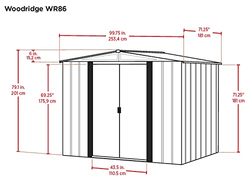 Arrow Shed WR86 Arrow Woodridge Low Gable Steel, Coffee/Woodgrain 8 x 6 ft. Storage Shed