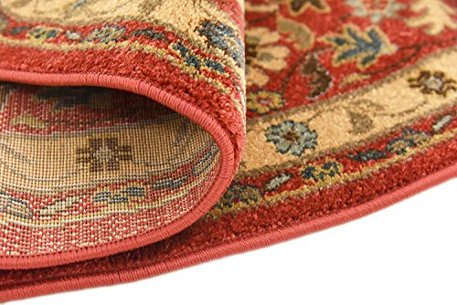 Unique Loom Edinburgh Collection Classic Oriental Traditional French Cottage Inspired Intricate Design Area Rug, 6 ft x 6 ft, Red/Beige