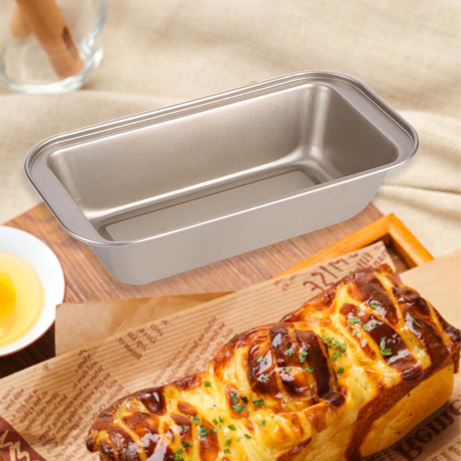 2 Pcs Bread Mold Rectangle Carbon Steel 10 x 5.2 x 2.4 inch Nonstick Coating Loaf Pan Bread Cake Mold for Home Kitchen,Baking Bread(Gold)