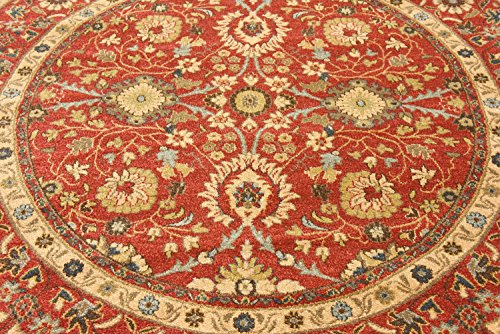 Unique Loom Edinburgh Collection Classic Oriental Traditional French Cottage Inspired Intricate Design Area Rug, 6 ft x 6 ft, Red/Beige
