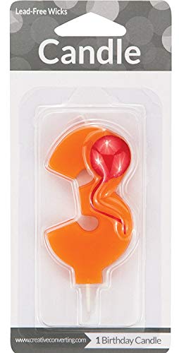 Creative Converting Numerical Balloon Candle, 3", Orange