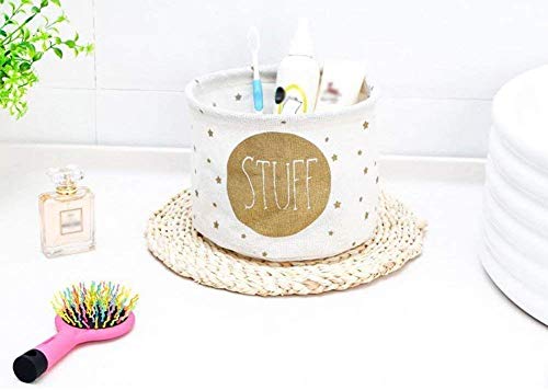 Ciaoed Foldable Cotton Storage Basket Bins Desktop Waterproof Storage Organizer Bag Basket Set of 3