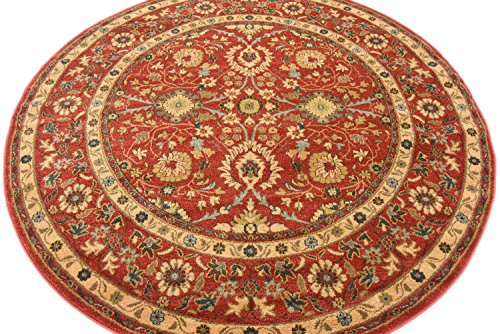 Unique Loom Edinburgh Collection Classic Oriental Traditional French Cottage Inspired Intricate Design Area Rug, 6 ft x 6 ft, Red/Beige