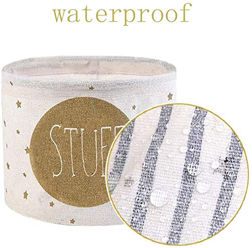 Ciaoed Foldable Cotton Storage Basket Bins Desktop Waterproof Storage Organizer Bag Basket Set of 3