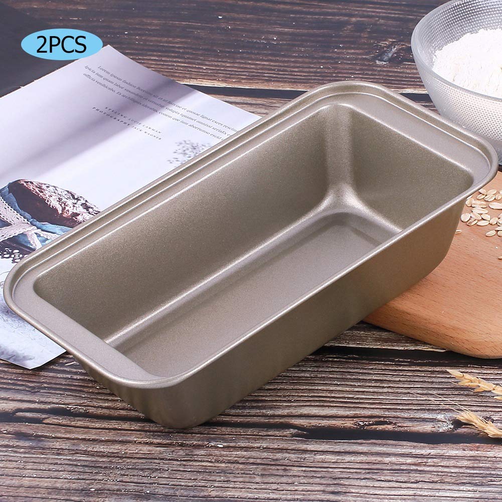 2 Pcs Bread Mold Rectangle Carbon Steel 10 x 5.2 x 2.4 inch Nonstick Coating Loaf Pan Bread Cake Mold for Home Kitchen,Baking Bread(Gold)