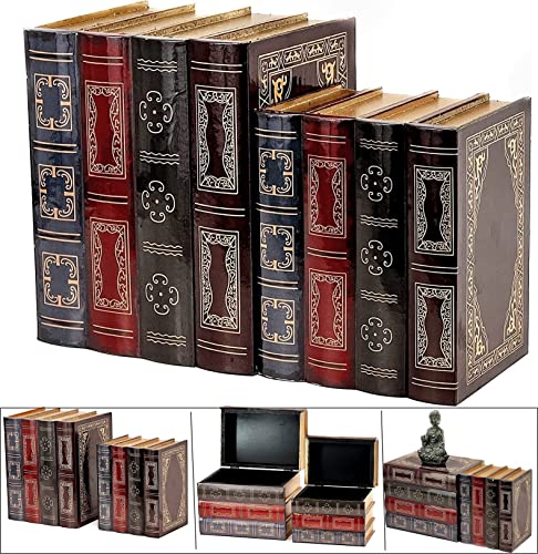 Bellaa 25419 Books, Book Ends, Vintage, Secret Storage, Bookends for Shelves, Non-Skid Bookend, Heavy Duty Book End, Book Holder Stopper for Books/Movies/CDs/Video Games (2 Pairs)