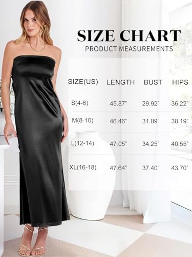 ANRABESS Women Summer Wedding Guest Maxi Dress Strapless Satin Tube Bodycon Backless Cocktail Formal Dresses 2025 Spring Black
