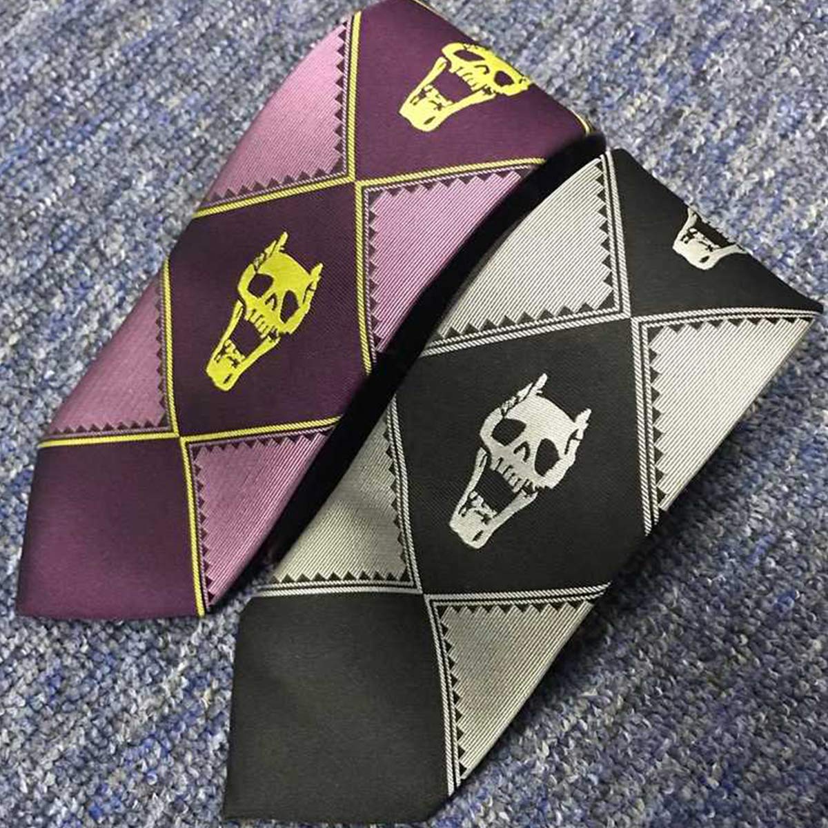 Gamusi Yoshikage Skull Neck Tie Necktie Adventure Tie Cosplay Costume Props (Purple)