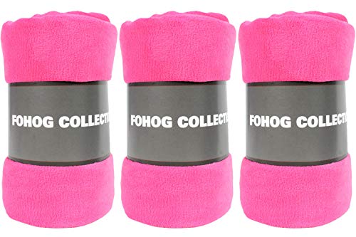 FOHOG Collection Fleece Blanket Hot Pink Red Small Plush Throw Blankets for Couch Flannel Soft Lightweight Microfiber Travel 50" X 60" (Hot Pink)