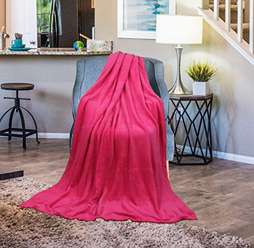 FOHOG Collection Fleece Blanket Hot Pink Red Small Plush Throw Blankets for Couch Flannel Soft Lightweight Microfiber Travel 50" X 60" (Hot Pink)