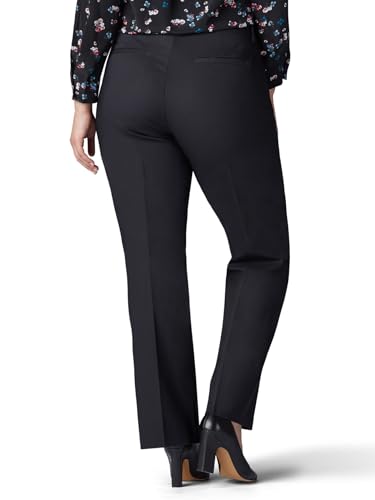 Lee Women's Plus Size Ultra Lux Comfort with Flex Motion Trouser Pant Black 22W, 22 Long