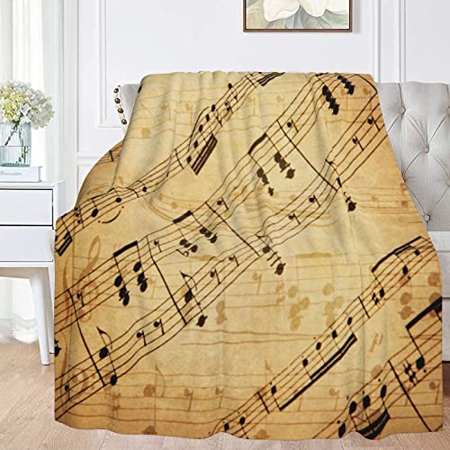 FeHuew Retro Piano Music Score Soft Throw Blanket 40x50 inch Lightweight Flannel Fleece Blanket for Couch Bed Sofa Travelling Camping for Kids Adults