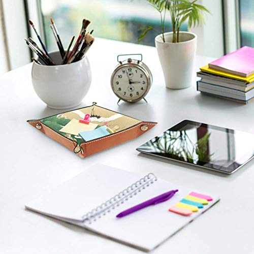 Lyetny Japanese Crane Birds Organizer Tray Storage Box Bedside Caddy for Men Key Wallet Watch and Coins Dice Holder,20.5x20.5cm