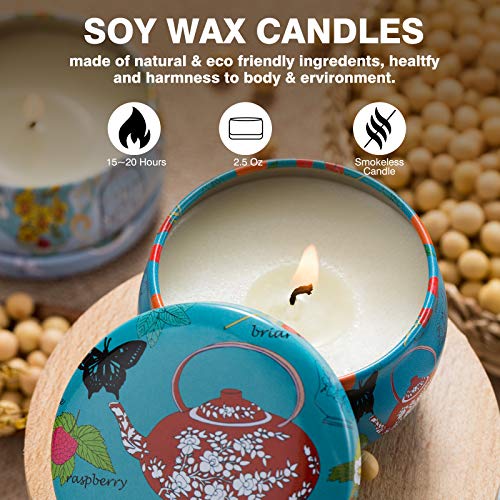 Howemon Scented Candles Gift Set, Natural Soy Wax Portable Travel Tin Candles Women Gift with Strongly Fragrance Essential Oils for Stress Relief and Aromatherapy - 16 Pack