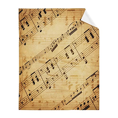 FeHuew Retro Piano Music Score Soft Throw Blanket 40x50 inch Lightweight Flannel Fleece Blanket for Couch Bed Sofa Travelling Camping for Kids Adults