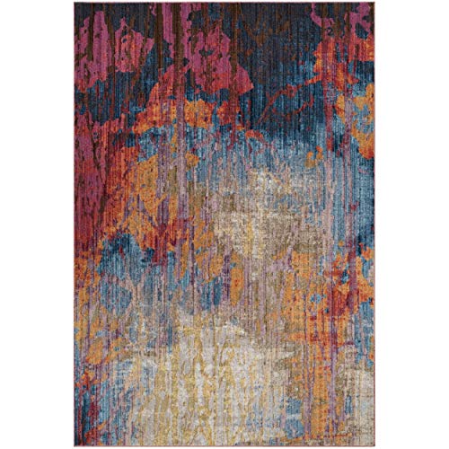 SAFAVIEH Bristol Collection 6' x 9' Blue / Rust BTL354F Boho Modern Abstract Area Rug