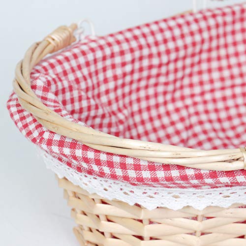 MEIEM Wicker Basket Gift Baskets Empty Oval Willow Woven Picnic Basket Cheap Easter Candy Basket Storage Wine Basket with Handle Egg Gathering Wedding Basket(Pink)
