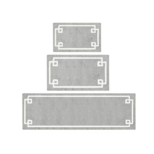 Madison Park Evan 100% Cotton Bathroom Rug Non Slip Backing-Luxrurious Tufted Plush Bath Mat Absorbent, Quick Dry, Spa Design Shower Room Décor, 24x72, Grey