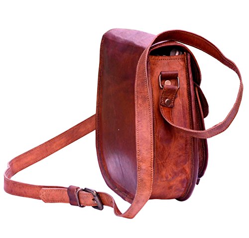 IndianHandoArt 10" Inch Distressed Leather Women's Hippe Leather Purse Crossbody Shoulder Bag Travel Satchel Handbag Ipad Bag.