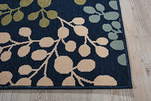 Nourison Caribbean Contemporary Navy 2'6" x 4' Area -Rug, Easy -Cleaning, Non Shedding, Bed Room, Living Room, Dining Room, Kitchen (2x4)