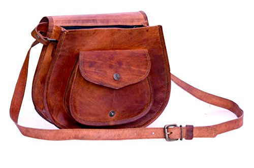 IndianHandoArt 10" Inch Distressed Leather Women's Hippe Leather Purse Crossbody Shoulder Bag Travel Satchel Handbag Ipad Bag.