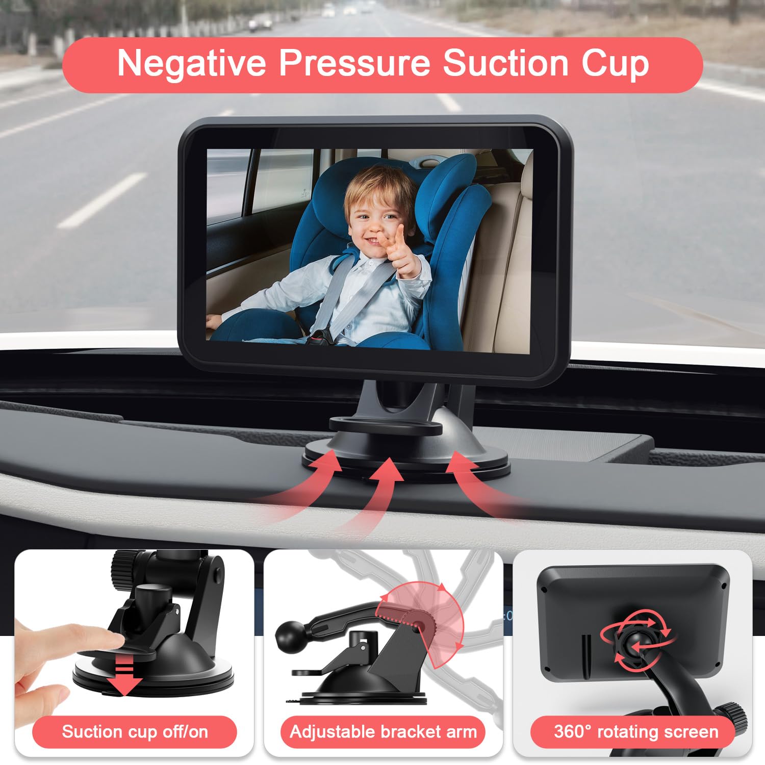 Itomoro Baby Car Camera, 4.3'' 1080P Night Vision Car Baby Mirror with Camera 5 Mins Easy Installation Crystal Clear Wide View for Rear Facing Seat ACZ407