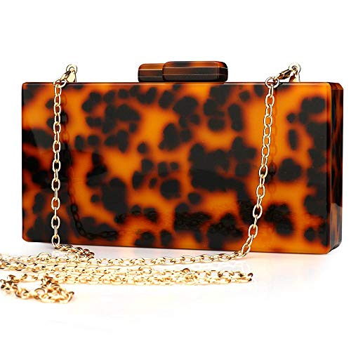 SSMY Women Amber Evening Clutch Acrylic Purse Perspex Handbag For Wedding Party, Brown, One Size