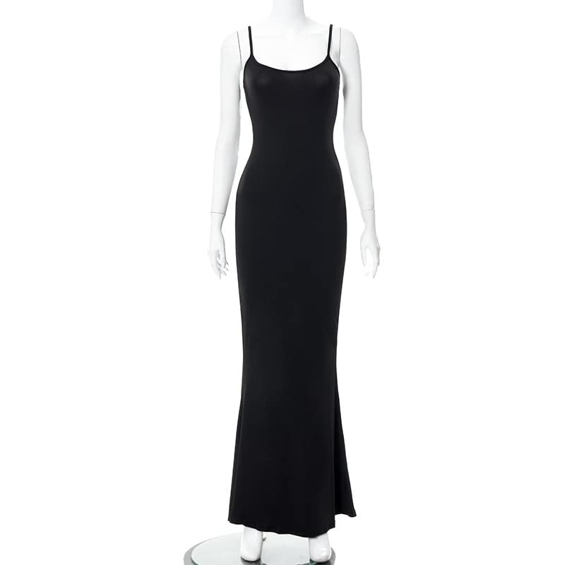 VIUTIL Womens Sexy Bodycon Maxi Dress Sleeveless Tight Lounge Slip Long Dress 2025 Summer, Black, Medium