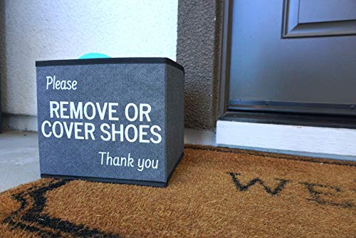 RE GOODS Shoe Covers Box | Disposable Shoe Bootie Holder For Realtor Listings and Open Houses | Please Cover or Remove Shoes Bin | Shoe Bootie Box