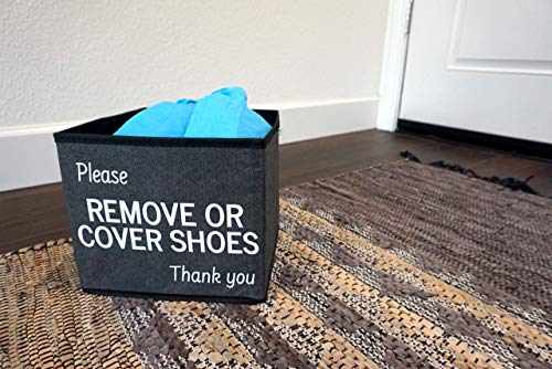 RE GOODS Shoe Covers Box | Disposable Shoe Bootie Holder For Realtor Listings and Open Houses | Please Cover or Remove Shoes Bin | Shoe Bootie Box