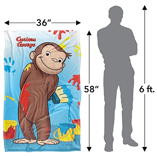 Trevco Curious George Paint Silky Touch Super Soft Throw Blanket 36" x 58"