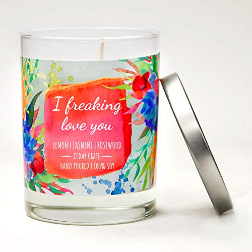 I Freaking Love You – Candle Gifts for Women, Relaxing Gifts for Women, Mother’s Day, Relaxing Candle for Friend, Best Friend, Friendship Gifts for Women, Lemon, Jasmine, Rosewood Scented Candle